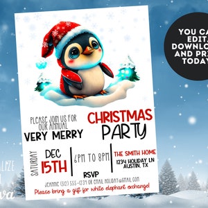 EDITABLE Kids Christmas Party Invitation, Print at Home Holiday Party ...