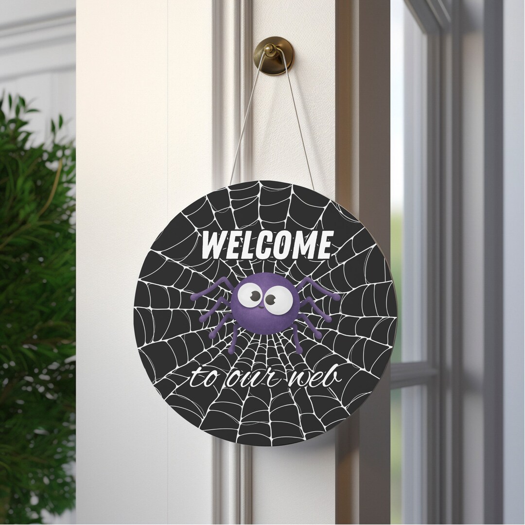 Welcome to Our Web Wood Door Sign - Holiday Decor - Etsy