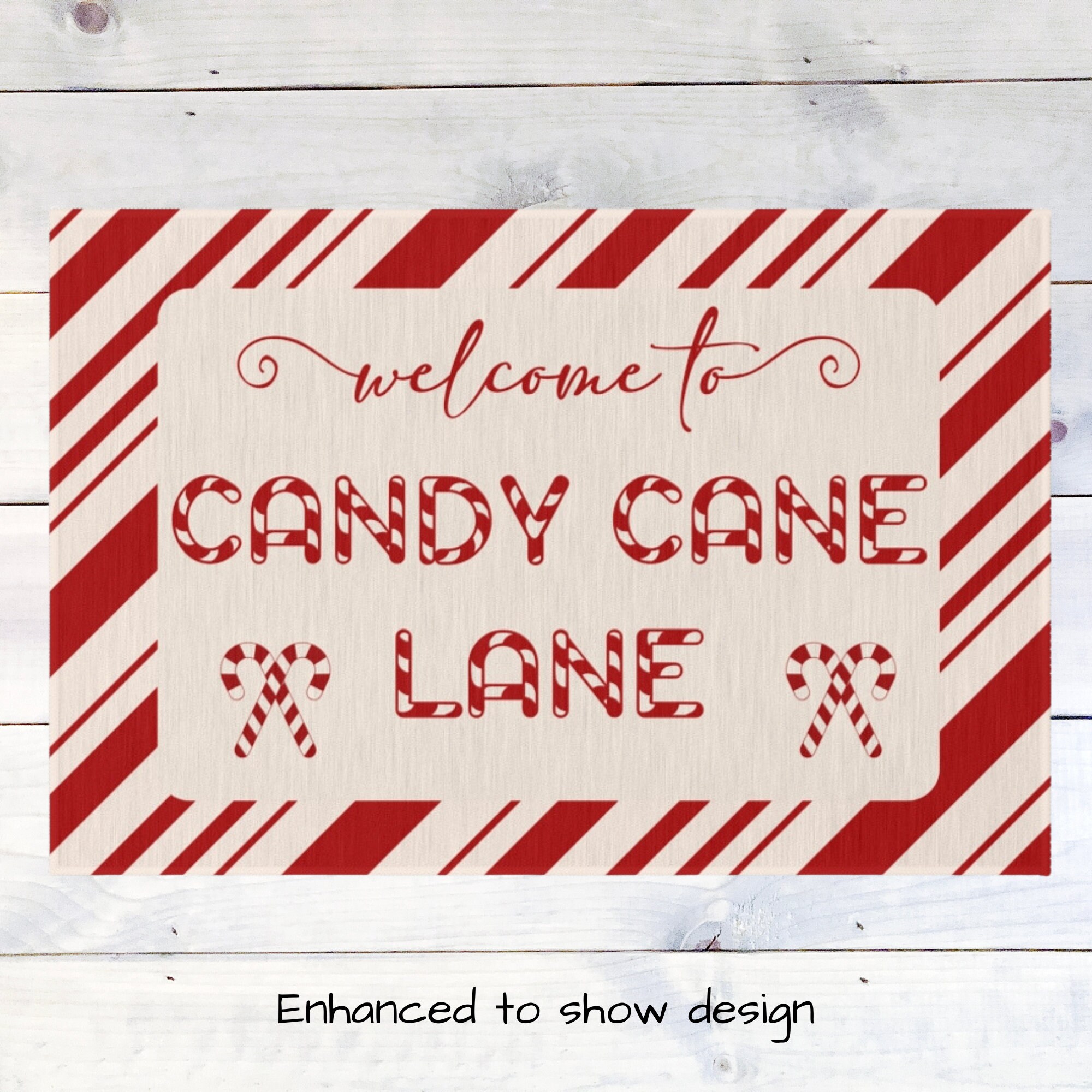 Candy Cane Lane Christmas Rug, Holiday Decor, Inside/outside Mat ...