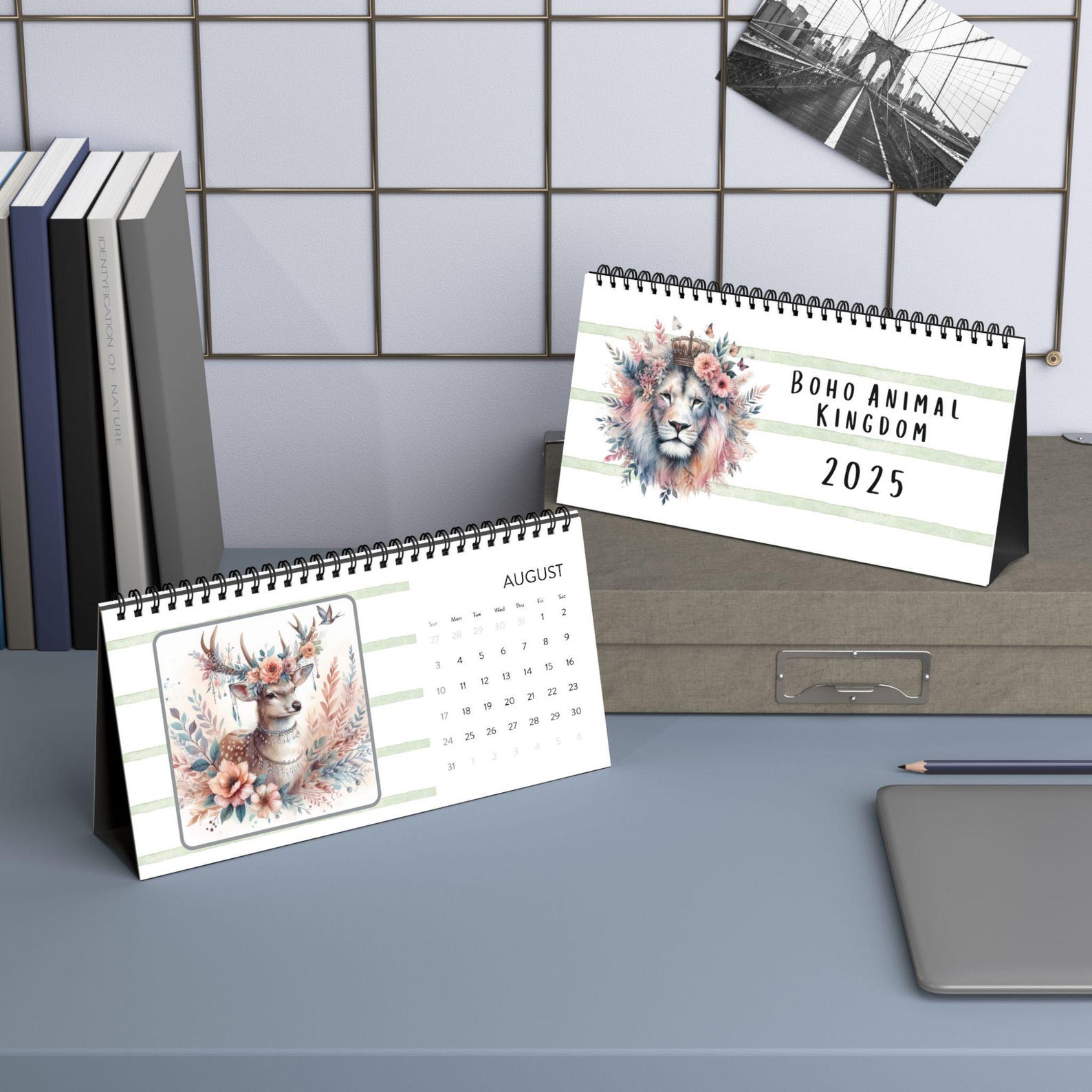 Boho Animal Kingdom 2025 Desk Calendar – Whimsical Bohemian-inspired ...