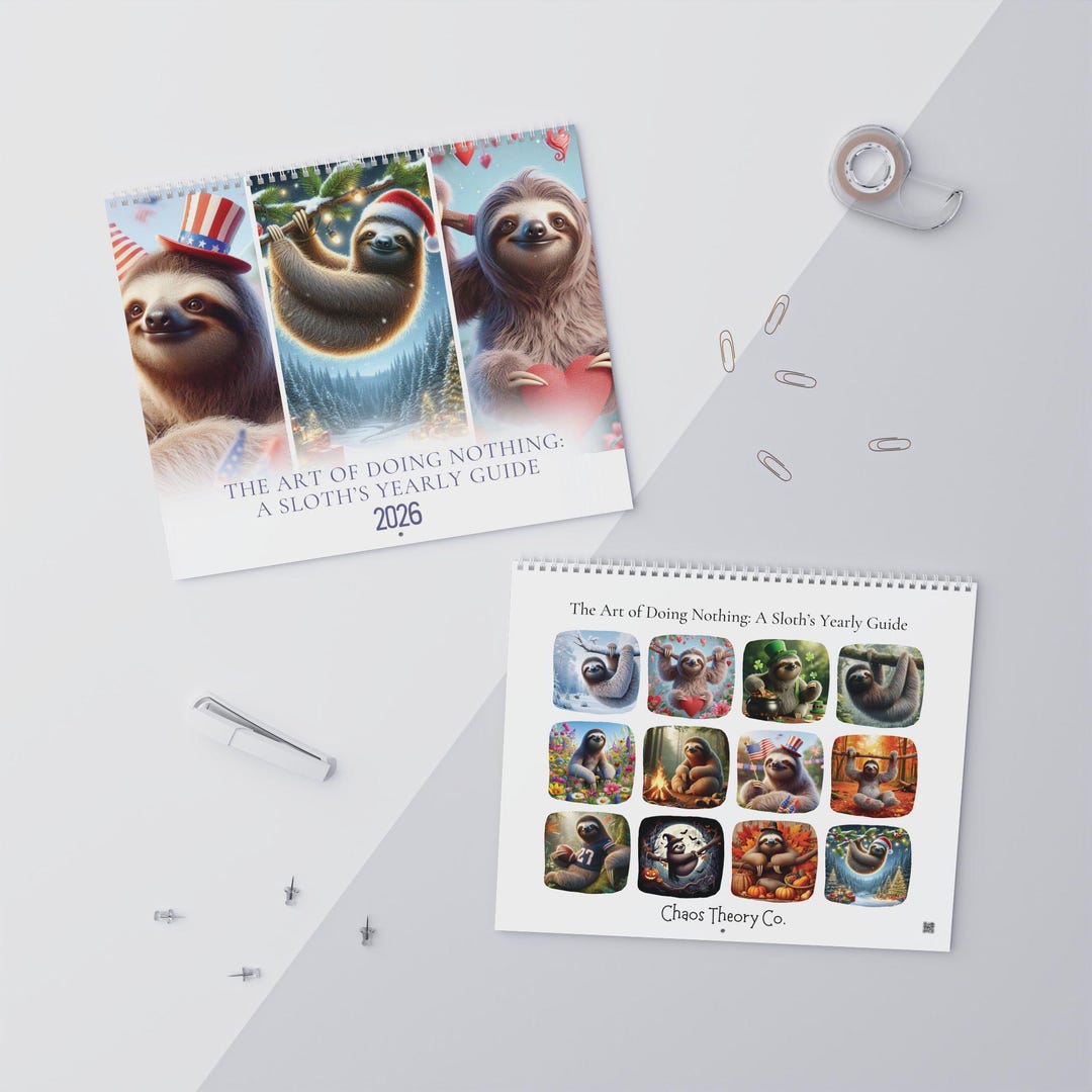 Sloth Wall Calendar 2026 – Cute Animal Monthly Planner - Etsy