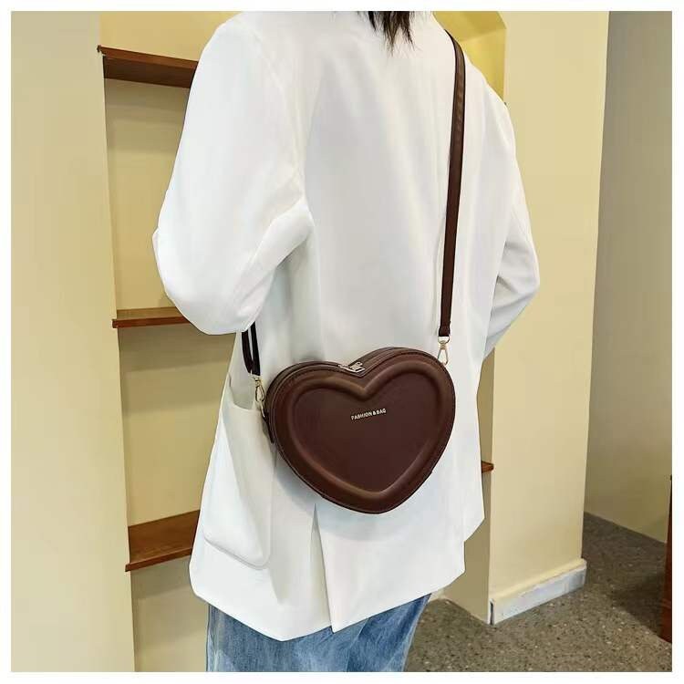 Heart Shaped Handbag, Minimalist Heart Design Novelty Bag, Peach Heart ...