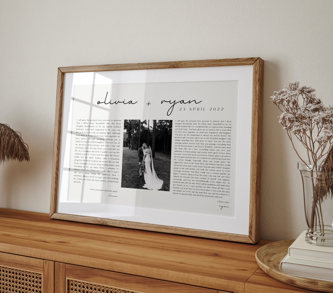 Digital Custom Vows Poster Wedding Song Custom Print His And Hers Vows Digital Product