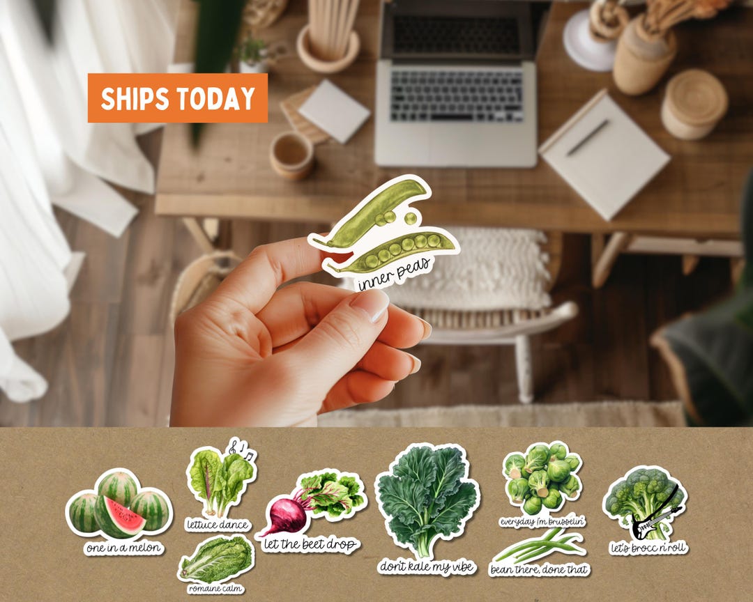 9 Pcs Vegetables and Produce Pun Stickers | Funny Plant Stickers ...