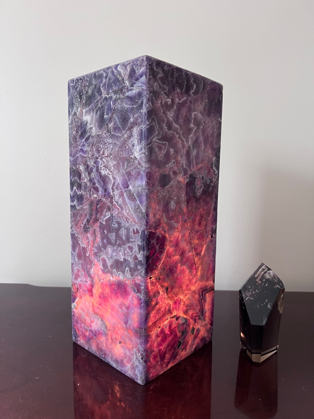 Chevron Amethyst Tall Pillar Crystal Lamp - Etsy