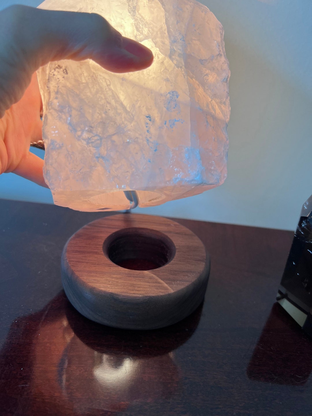 Black Walnut Coaster Crystal Lamp Base - Etsy