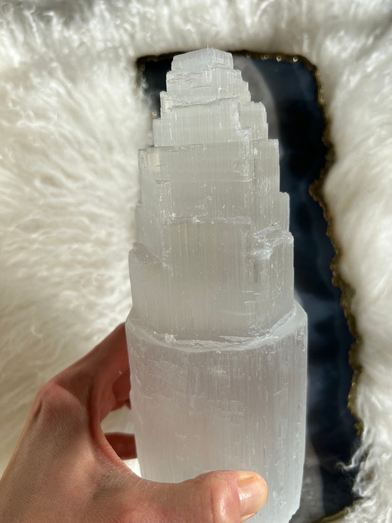 Raw Selenite Skyscraper Lamp - Etsy