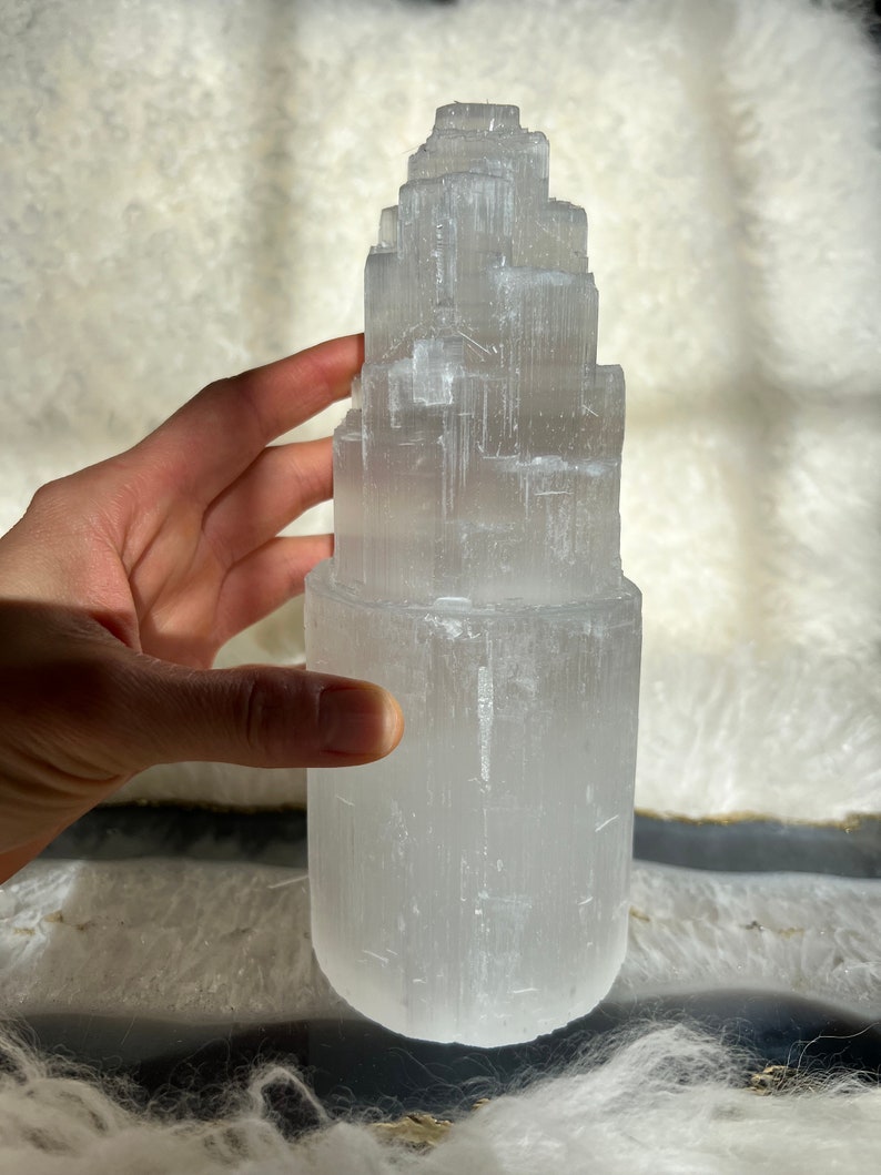 Raw Selenite Skyscraper Lamp - Etsy