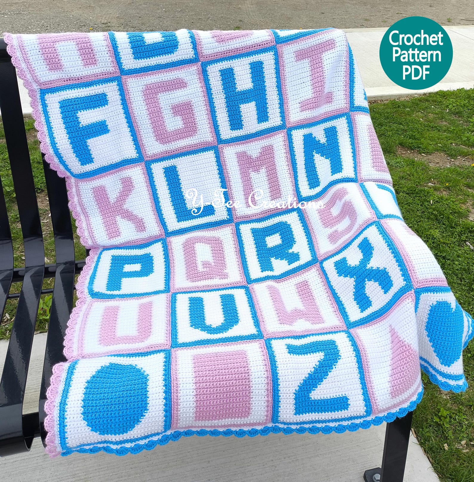 Crochet Tapestry PATTERN- ABC Letters and Shapes Baby Blanket | Written ...