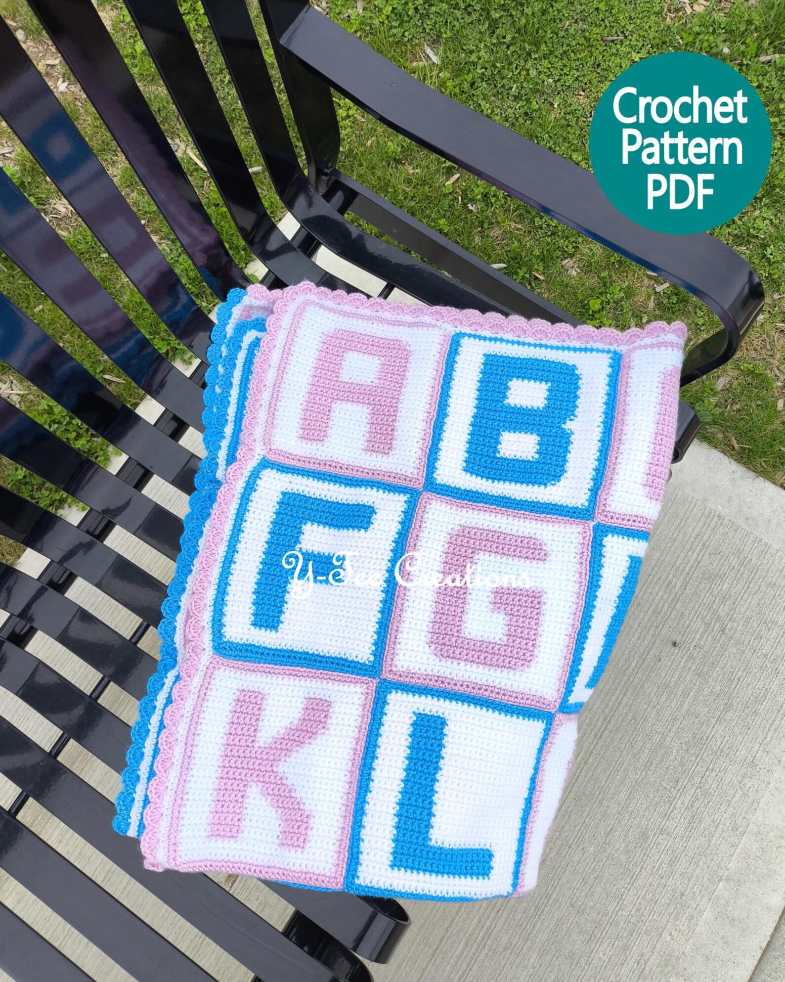 Crochet Tapestry PATTERN- ABC Letters and Shapes Baby Blanket | Written ...