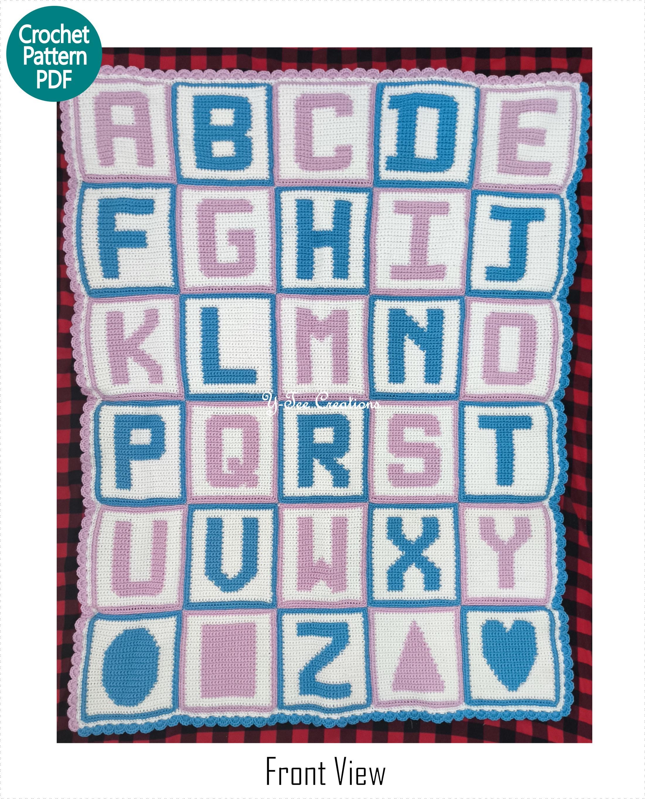 Crochet Tapestry PATTERN- ABC Letters and Shapes Baby Blanket | Written ...