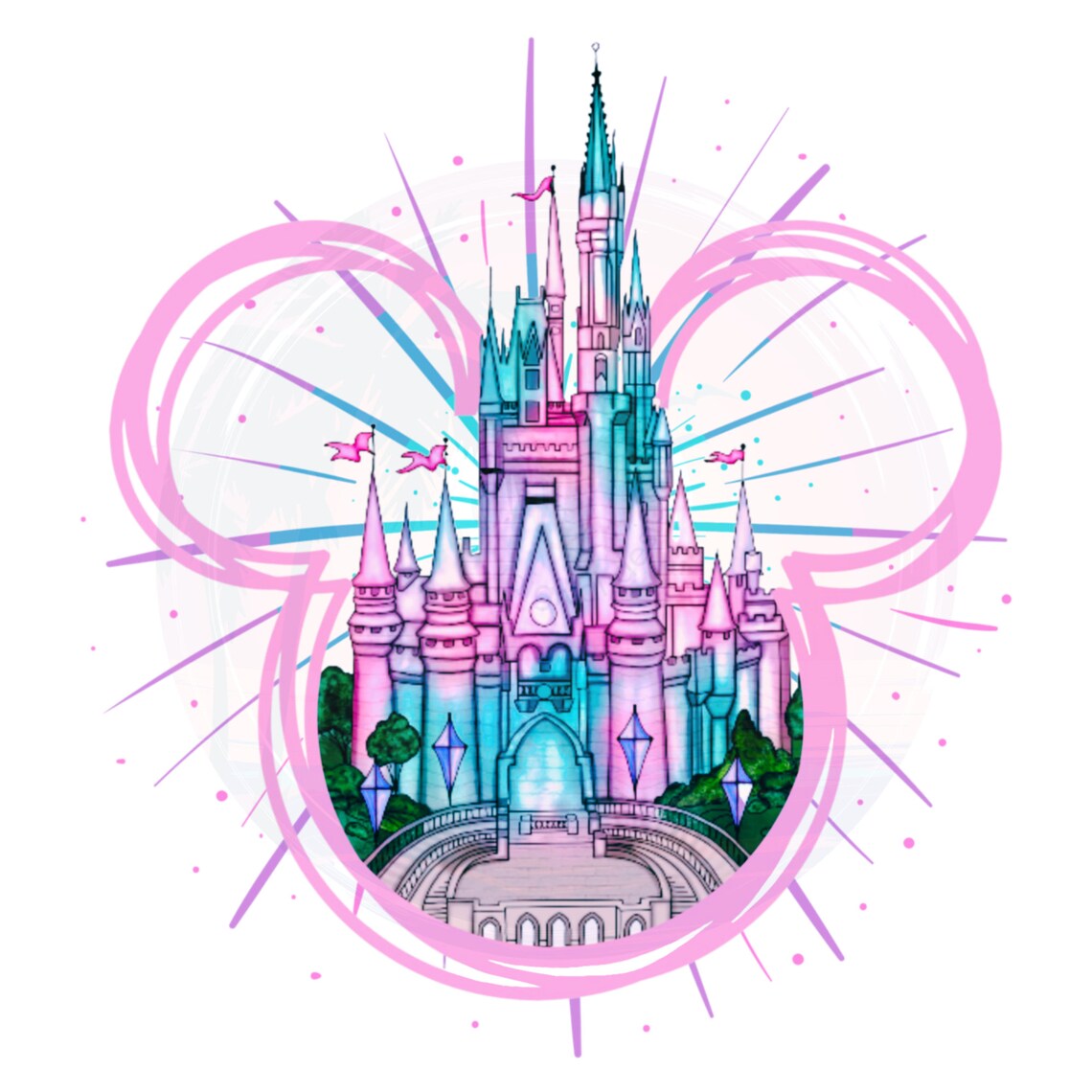 Castle Magic World Mouse Vacation, Fireworks, Party, Sublimation Design ...