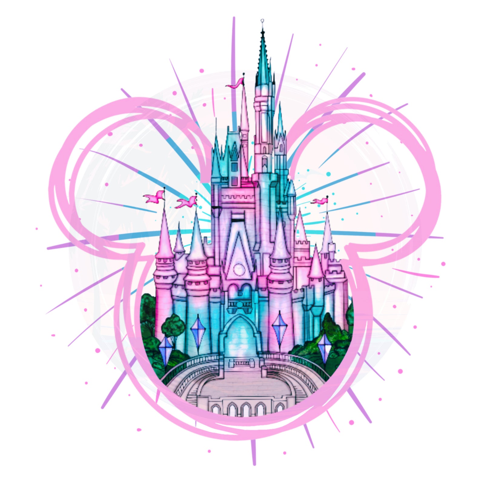 Castle Magic World Mouse Vacation, Fireworks, Party, Sublimation Design ...