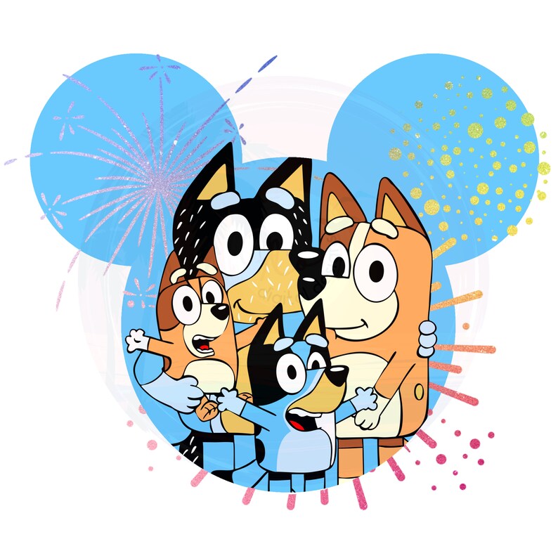 Bluey Family Mickey Mouse Ears, Theme Park, Sublimation Design, Digital ...