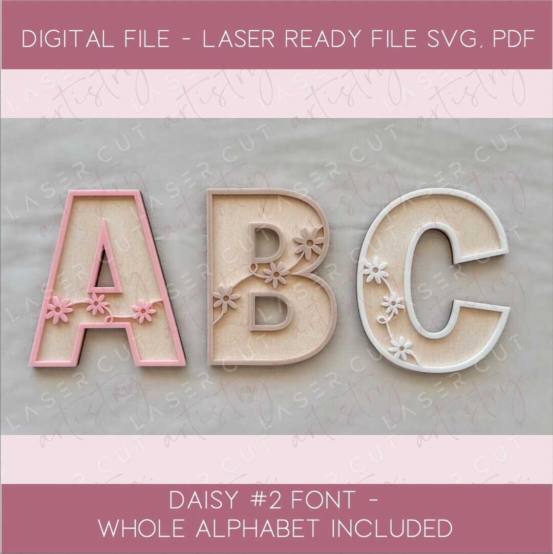 Svg Digital Laser File, SVG Files, Floral Alphabet, Digital Download ...