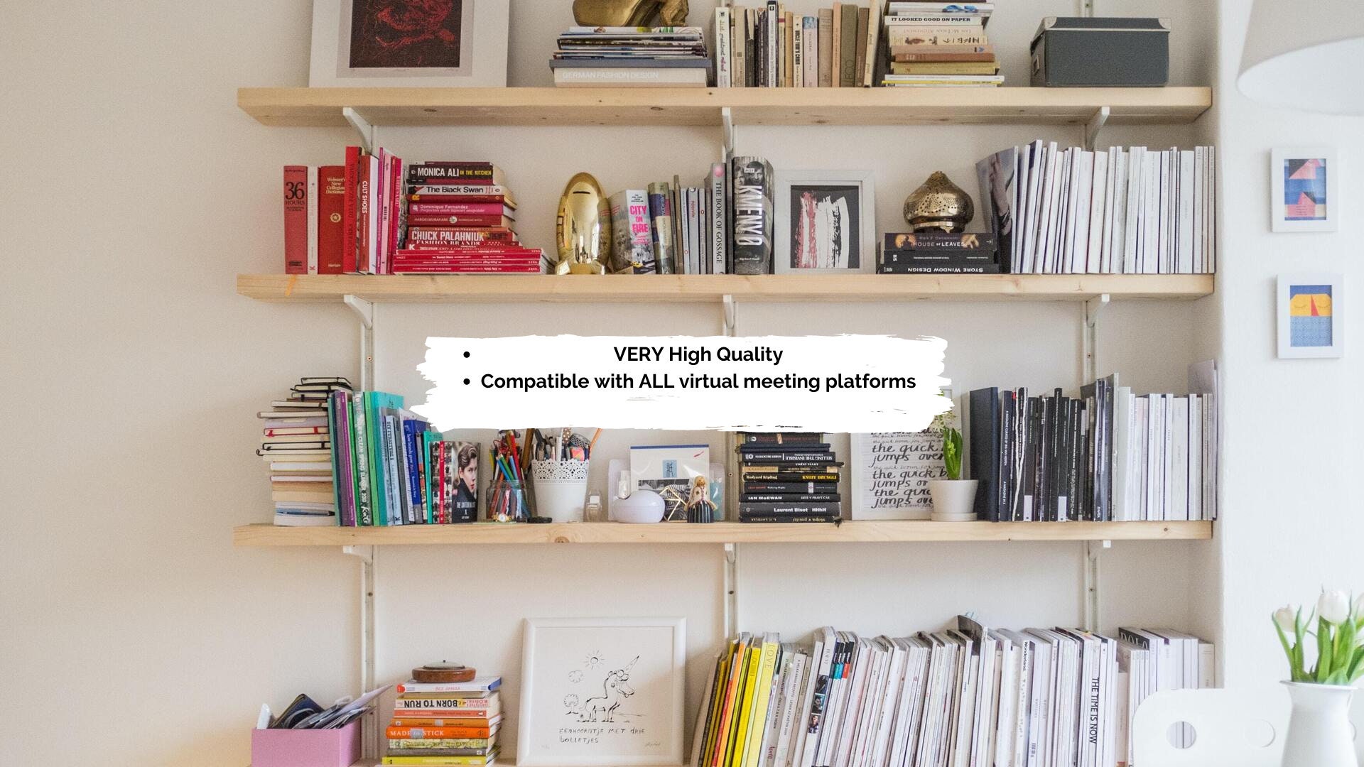 Bookshelf Background for Zoom, Home Office Virtual Meeting Background ...