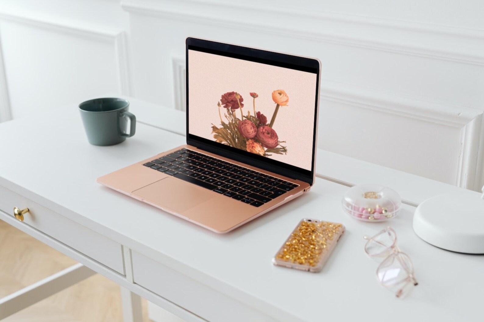 Floral Laptop Wallpaper, Flower Desktop Wallpaper, Aesthetic Macbook ...