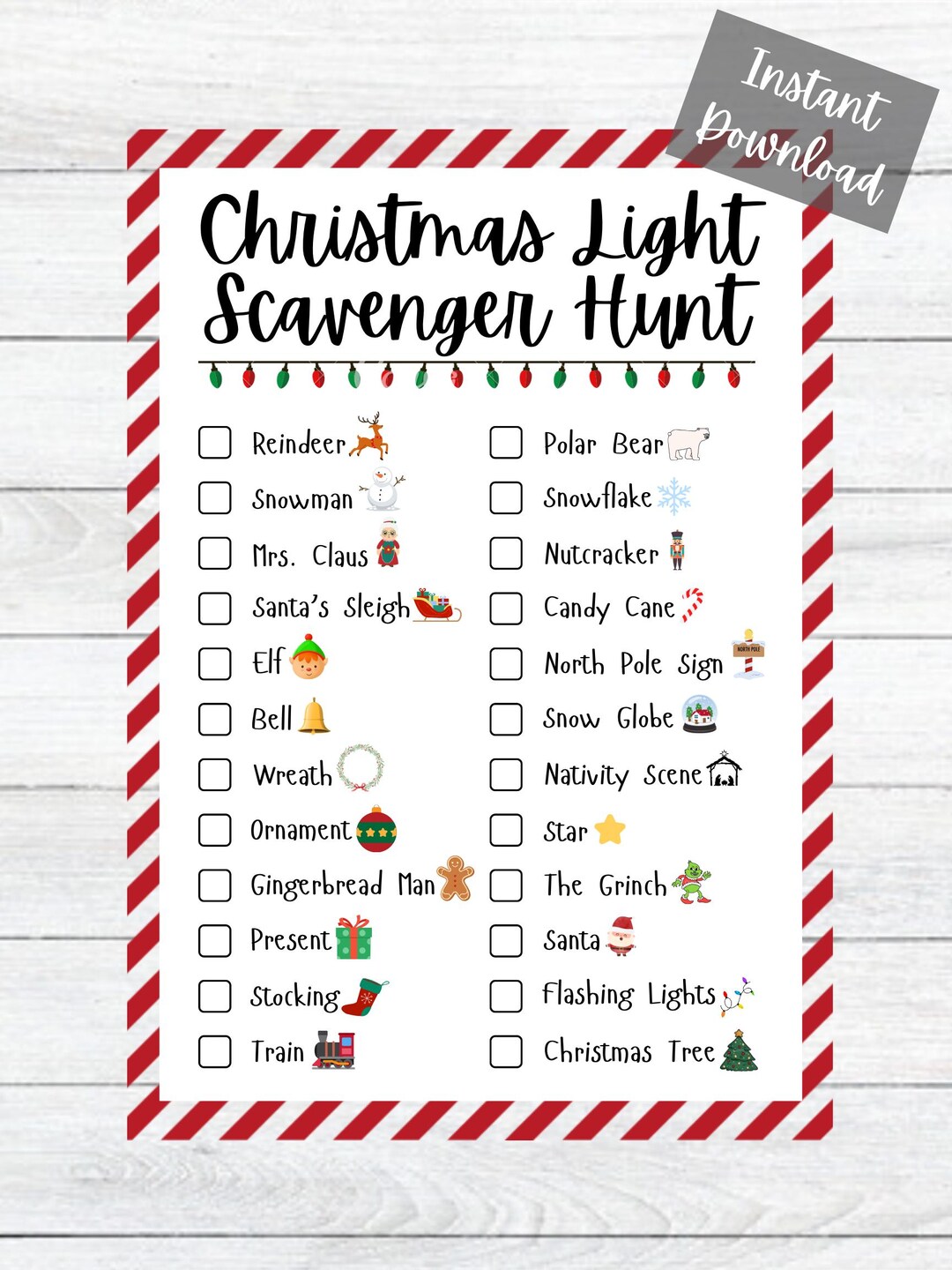 Christmas Light Scavenger Hunt | Printable Game, Christmas Fun, Family ...