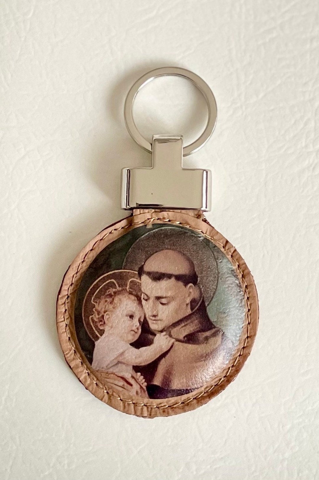 St. Anthony of Padua Leather Keychain | Llavero De Piel San Antonio De ...