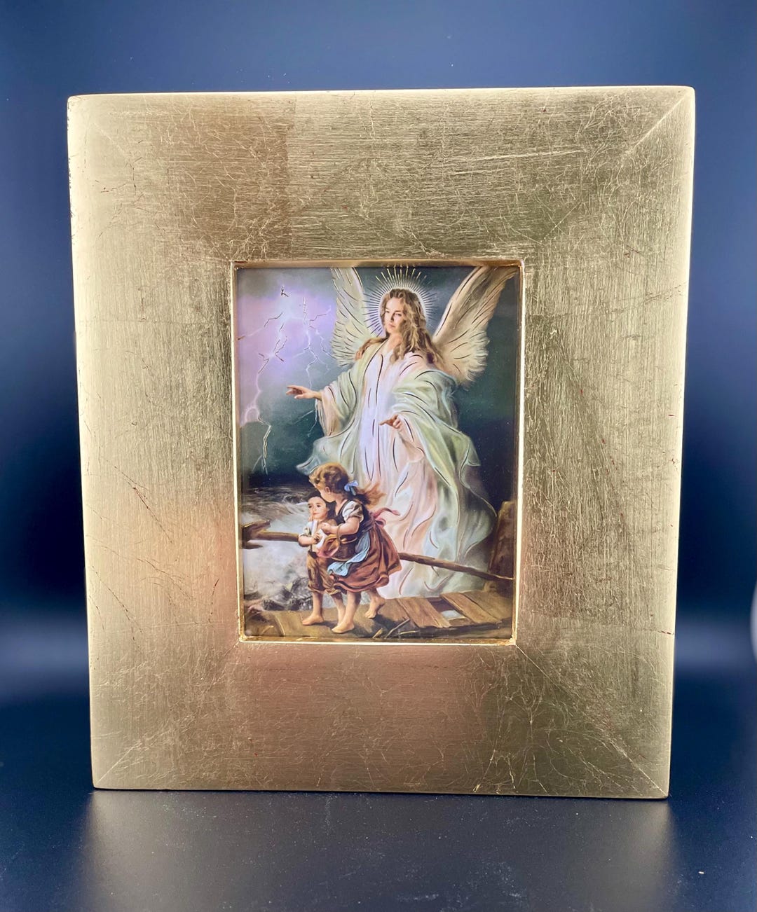 The Guardian Angel Gold Leaf Thin Frame | Cuadro Angel De La Guarda ...