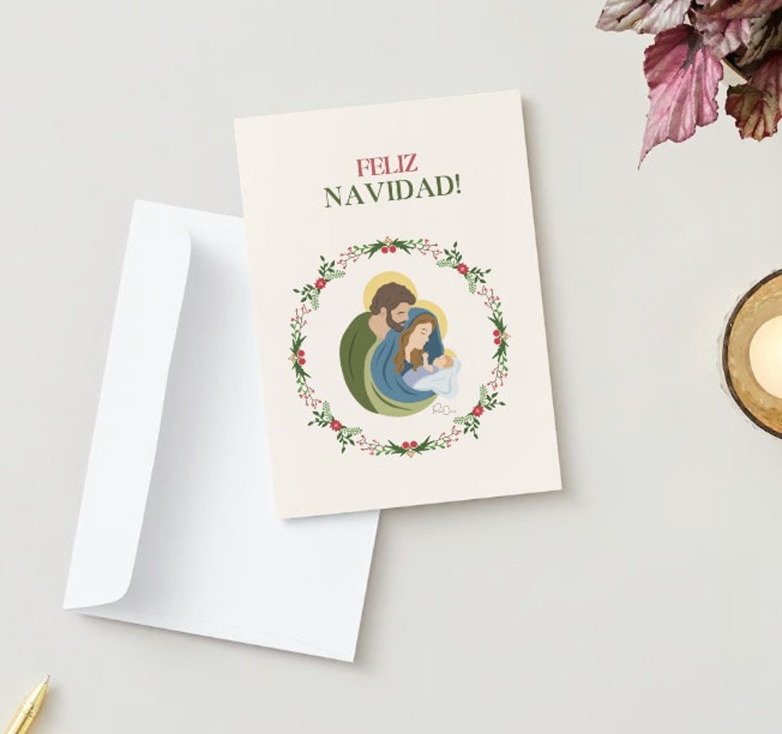 Illustrated Nativity Christmas Cards Spanish - Rocío Ortiz Designs ...