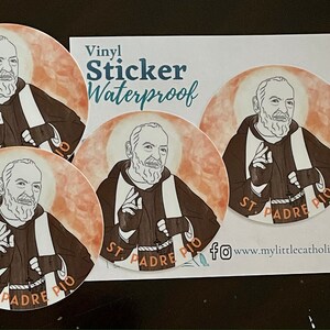 St. Padre Pío Waterproof Sticker | San Padre Pío Calcomanía/pegatina ...