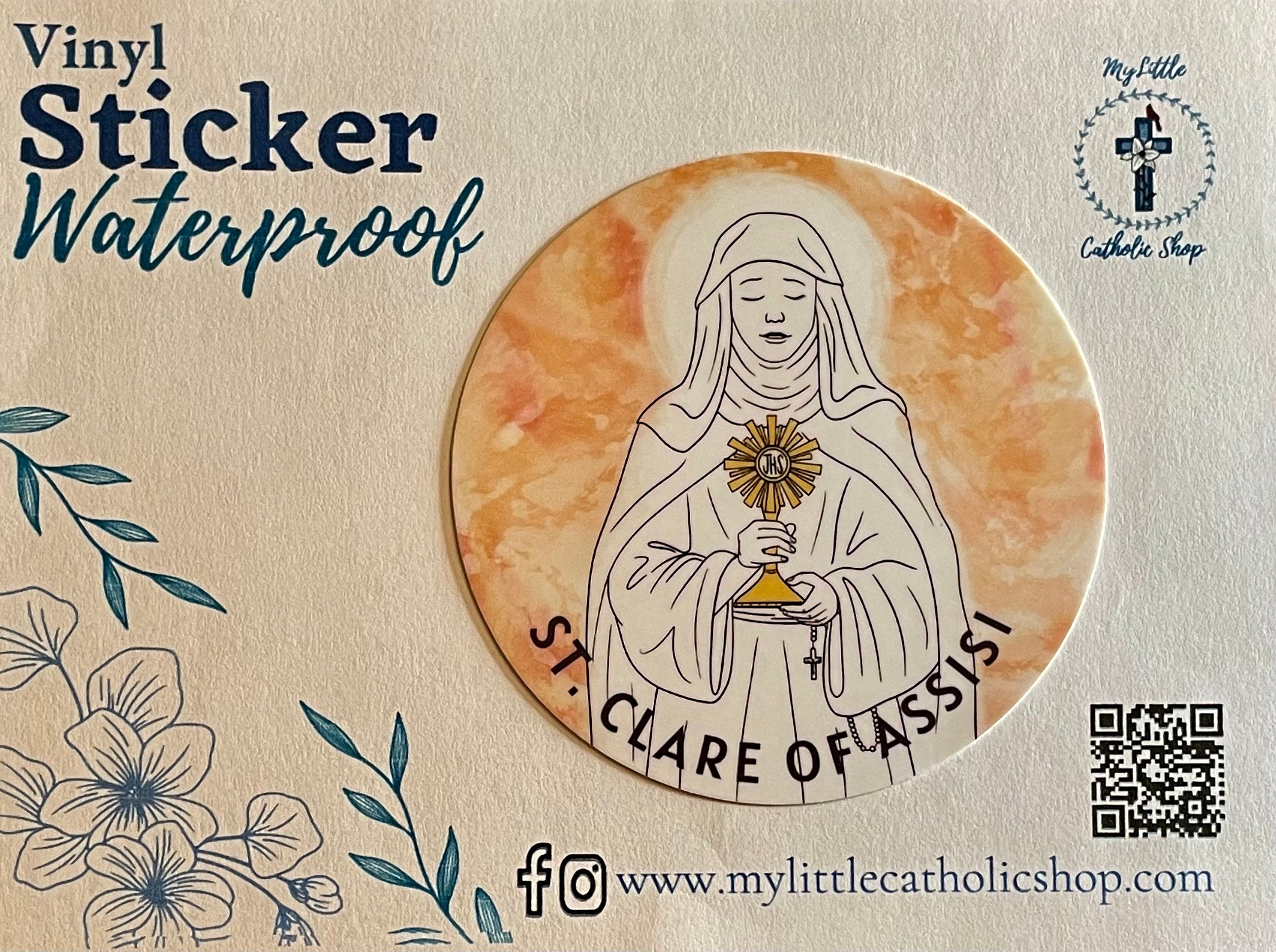 St. Clare of Assisi Waterproof Sticker | Santa Clara De Asís Calcomanía ...