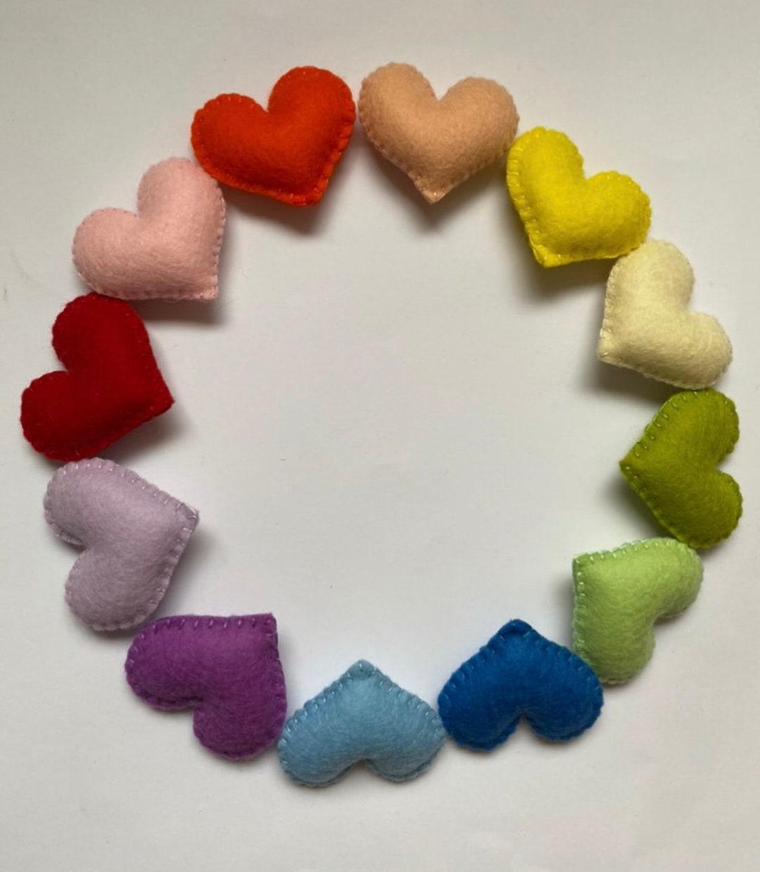 Bright and Pastel Rainbow Wool Felt Hearts Garland - Etsy