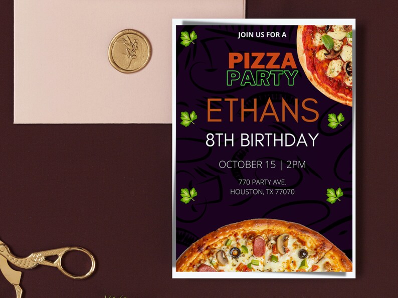 Pizza Party Invitation Pizza Party Invite Pizza Invitation | Etsy