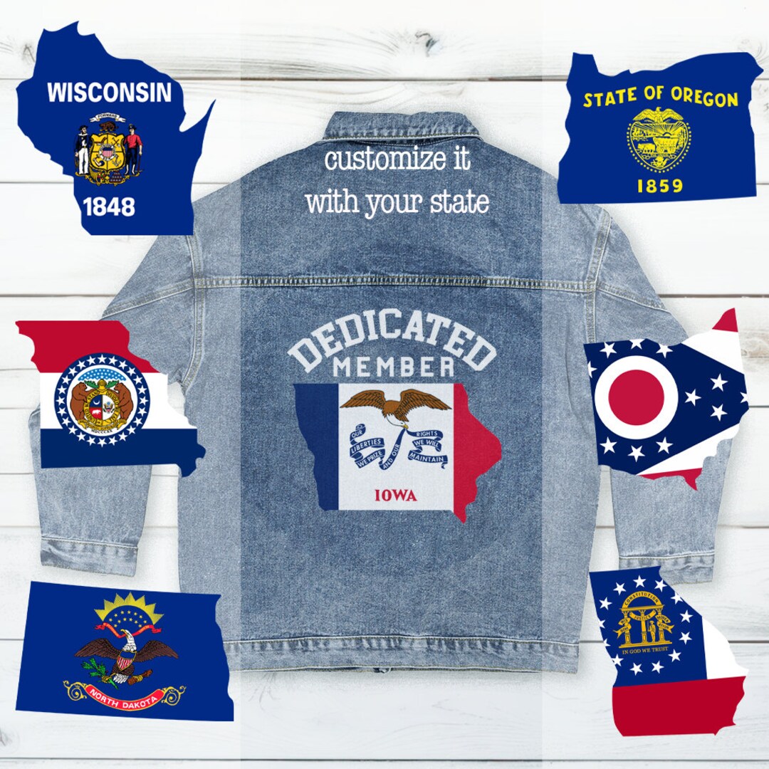 State Symbol Denim Jacket, Jean Jacket Women, Personalized Jacket ...