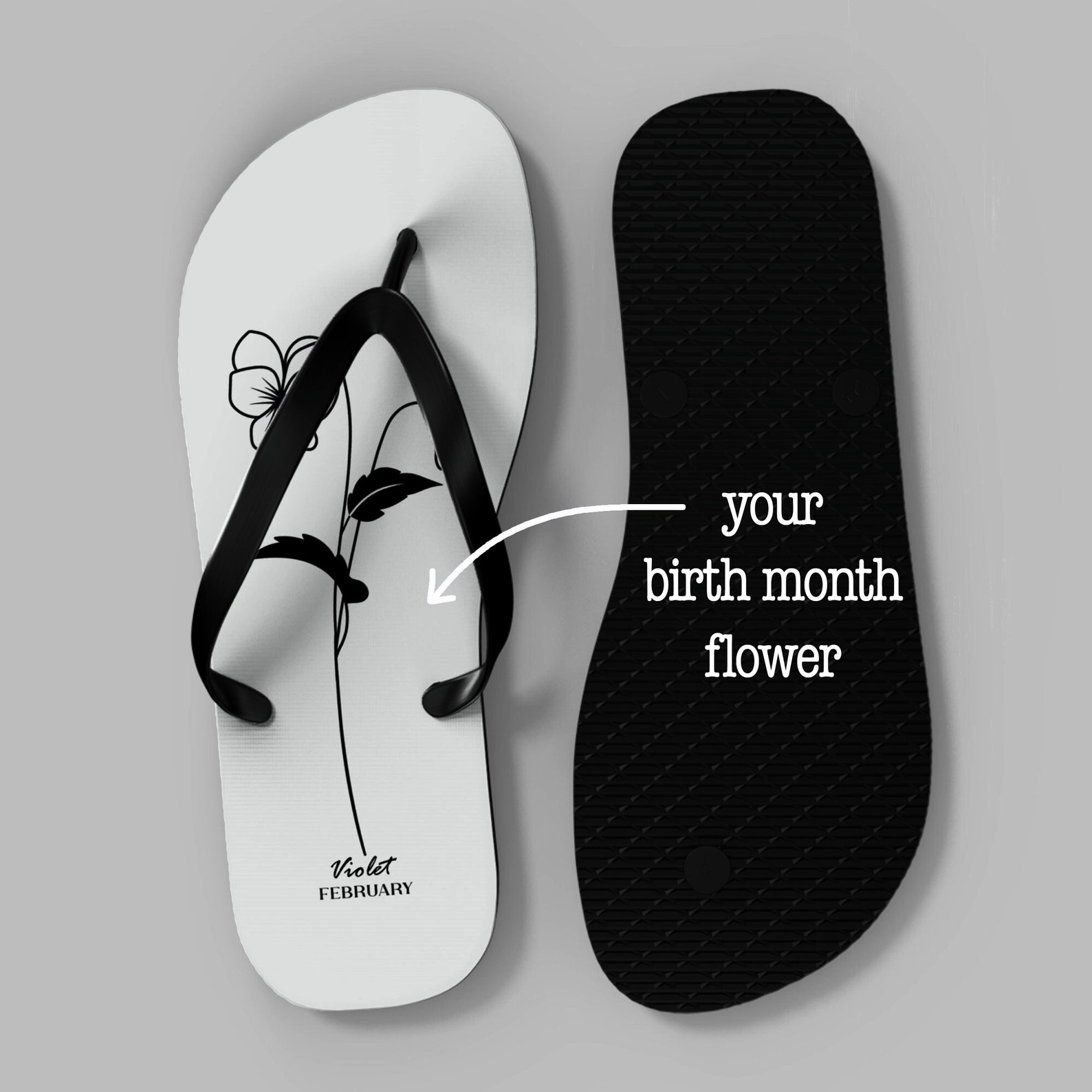 Birth Flower Flip Flops, Beach Flip Flops, Gift Flip Flops, Unique Flip ...