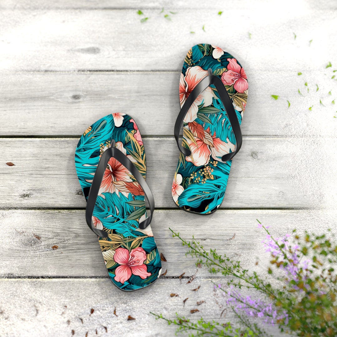 Hibiscus Flower Flip Flops, Unique Flip Flops, Gift Flip Flops for ...