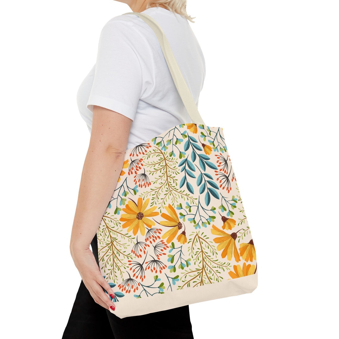 Floral Tote Bag, Flower Tote Bag, Tote Bags for Women, Grocery Bag ...