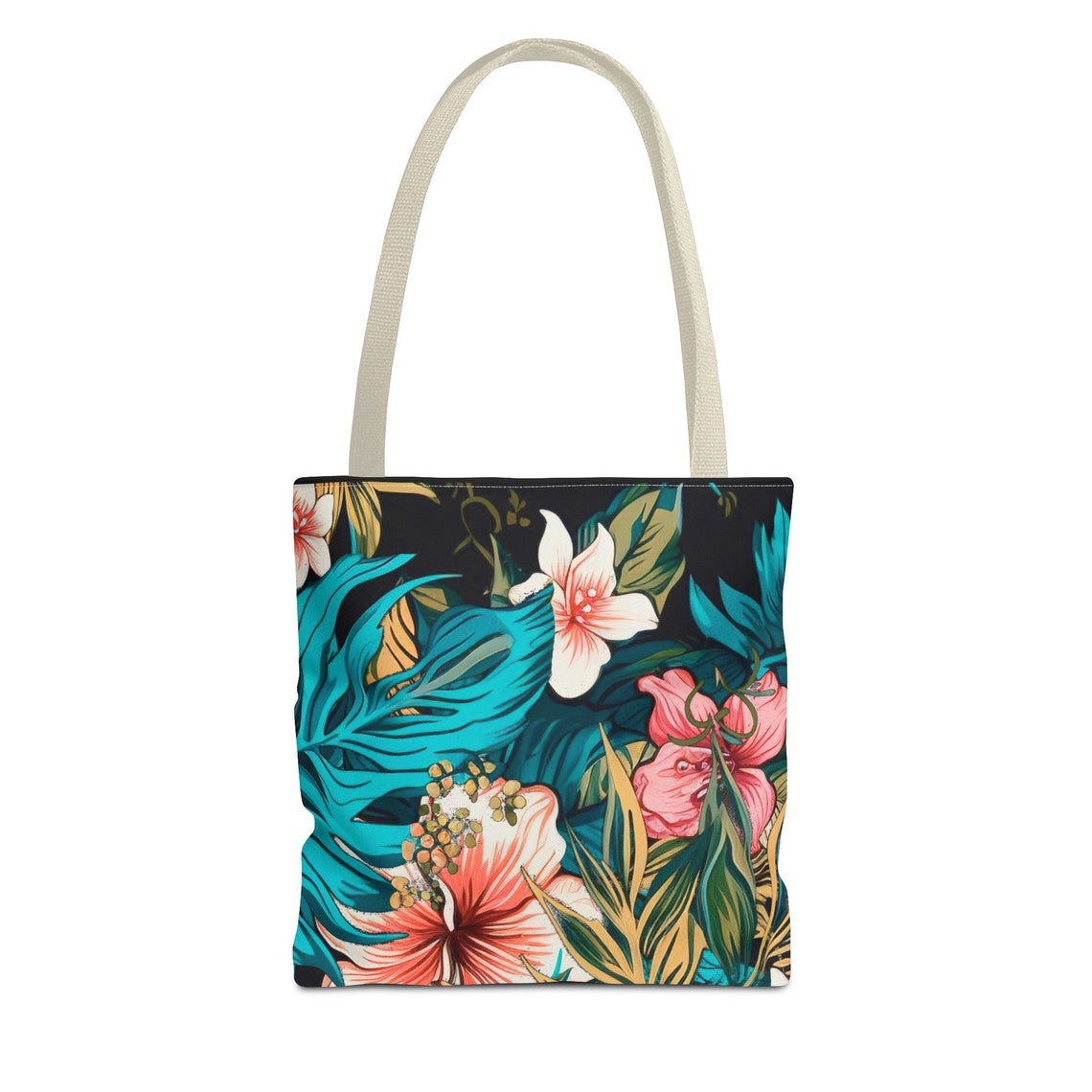 Totebag Hibiscus Print, Cute Beach Tote, Water Resistant Beach Bag ...