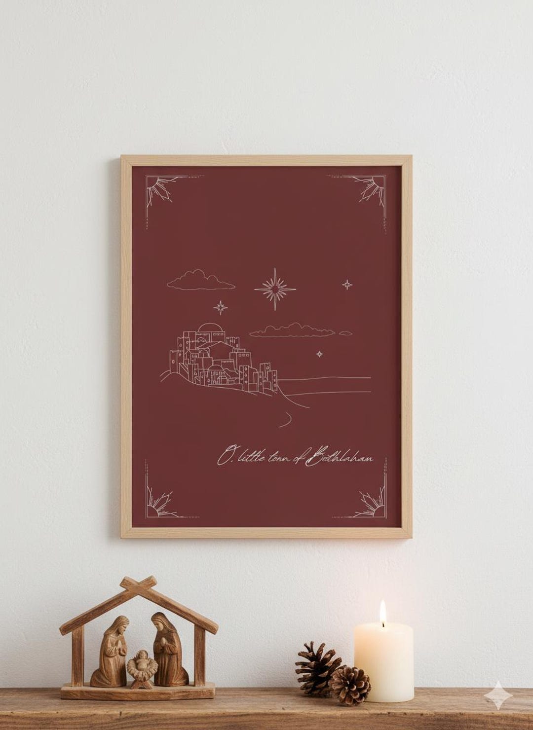 Bethlehem Christmas Art Print | Minimalist Nativity Decor (digital ...
