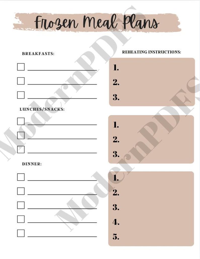 Meal Planning Pdfs - Instant Download, Grocery Lists, Meal Planner - Etsy