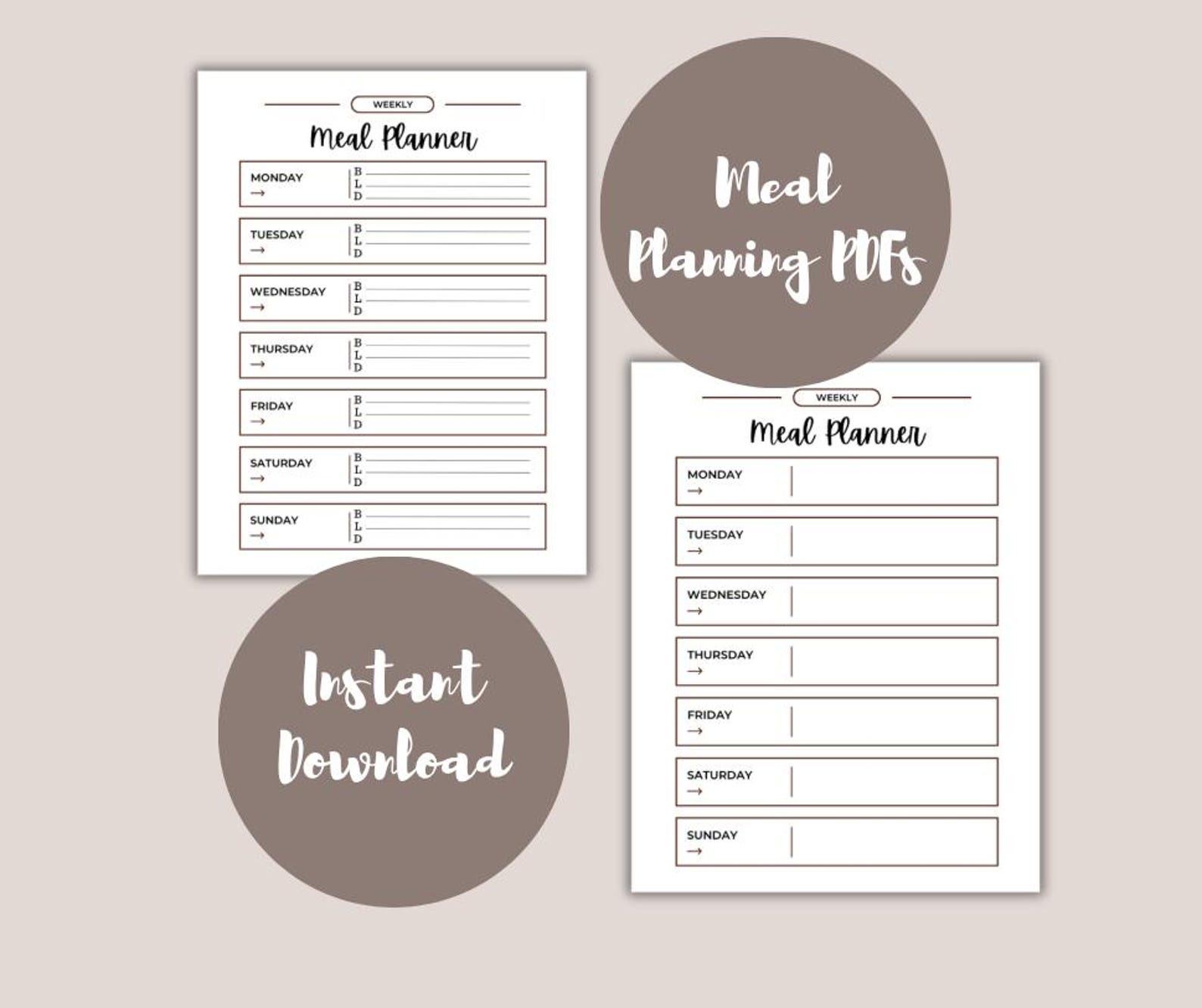 Meal Planning Pdfs - Instant Download, Grocery Lists, Meal Planner - Etsy