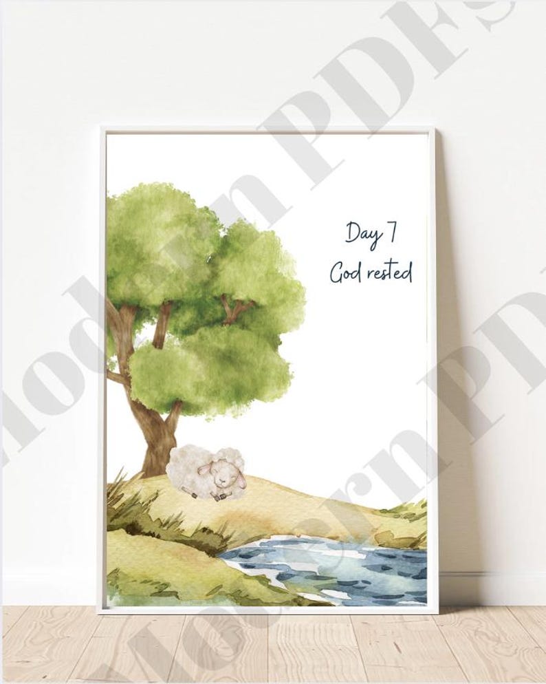 7 Days of Creation Watercolor Poster Collection - Instant Digital ...