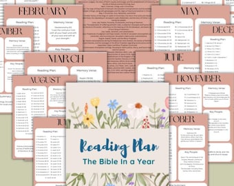 Bible in A Year Reading Plan - Monthly Summaries, Memory Verses, Key ...