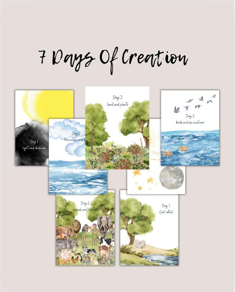 7 Days of Creation Watercolor Poster Collection - Instant Digital ...