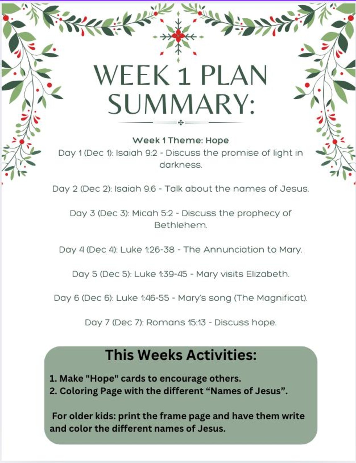 Advent Plan + Activity Guide for Kids! Digital Download - Etsy