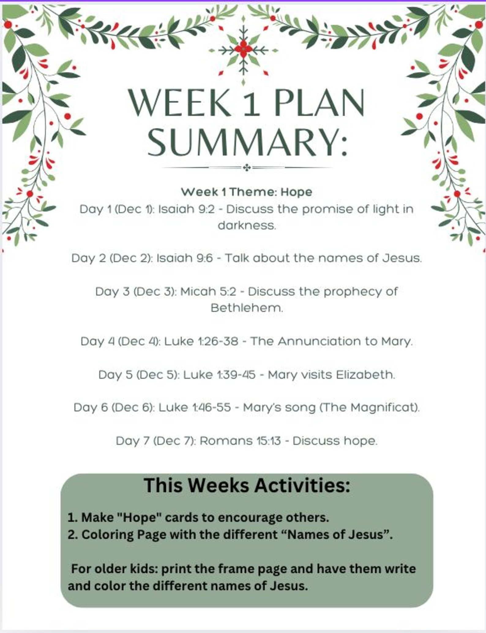 Advent Plan + Activity Guide for Kids! Digital Download - Etsy