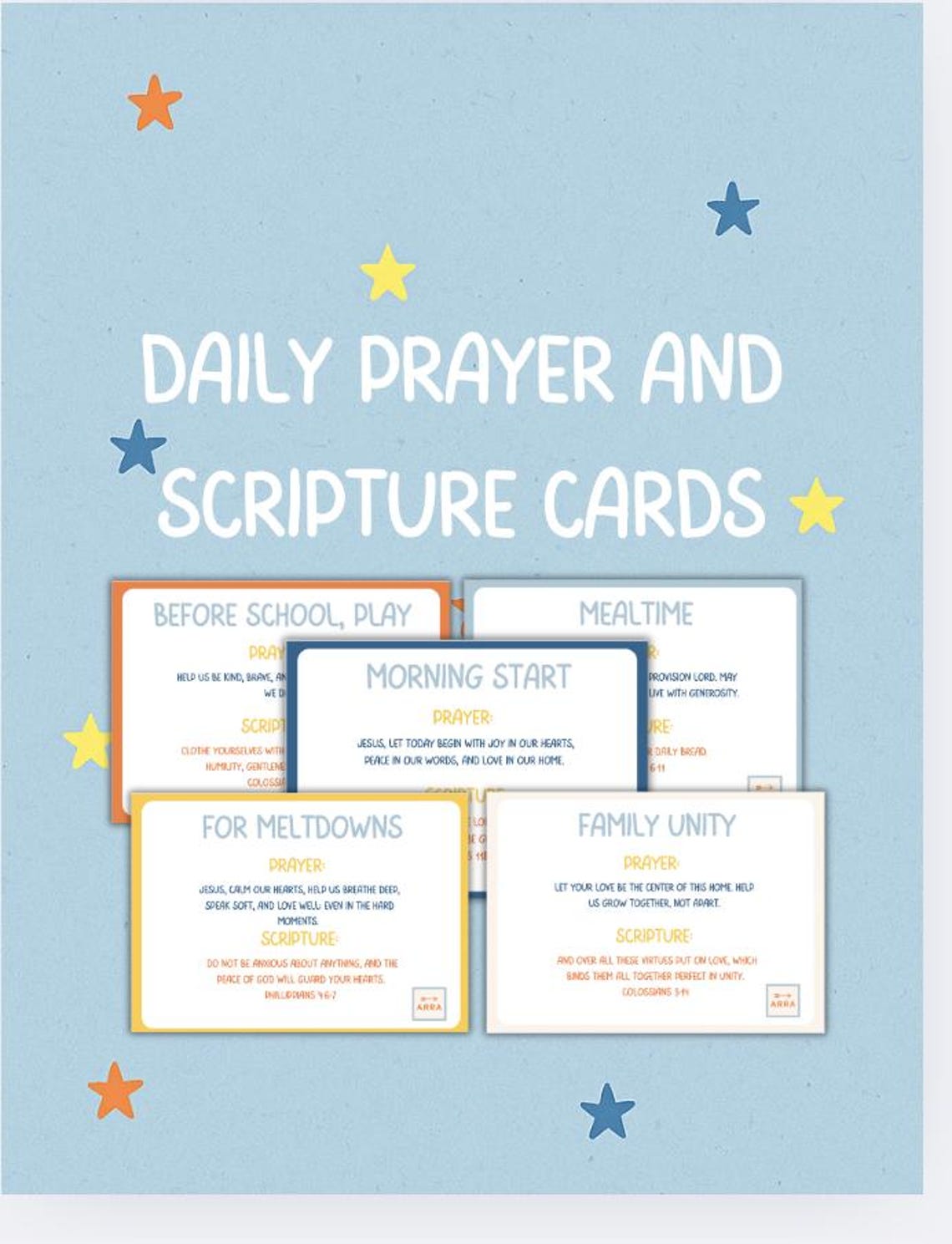 Christian Family Prayer Cards for Kids & Parents – Scripture + Daily ...