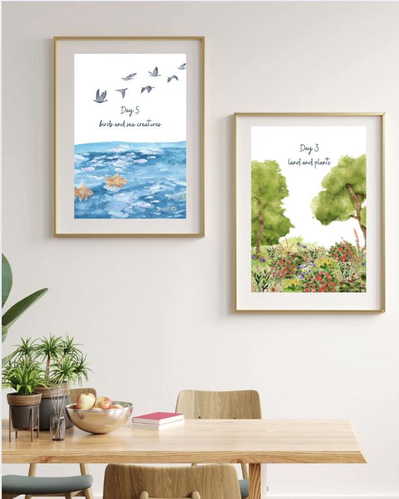 7 Days of Creation Watercolor Poster Collection - Instant Digital ...