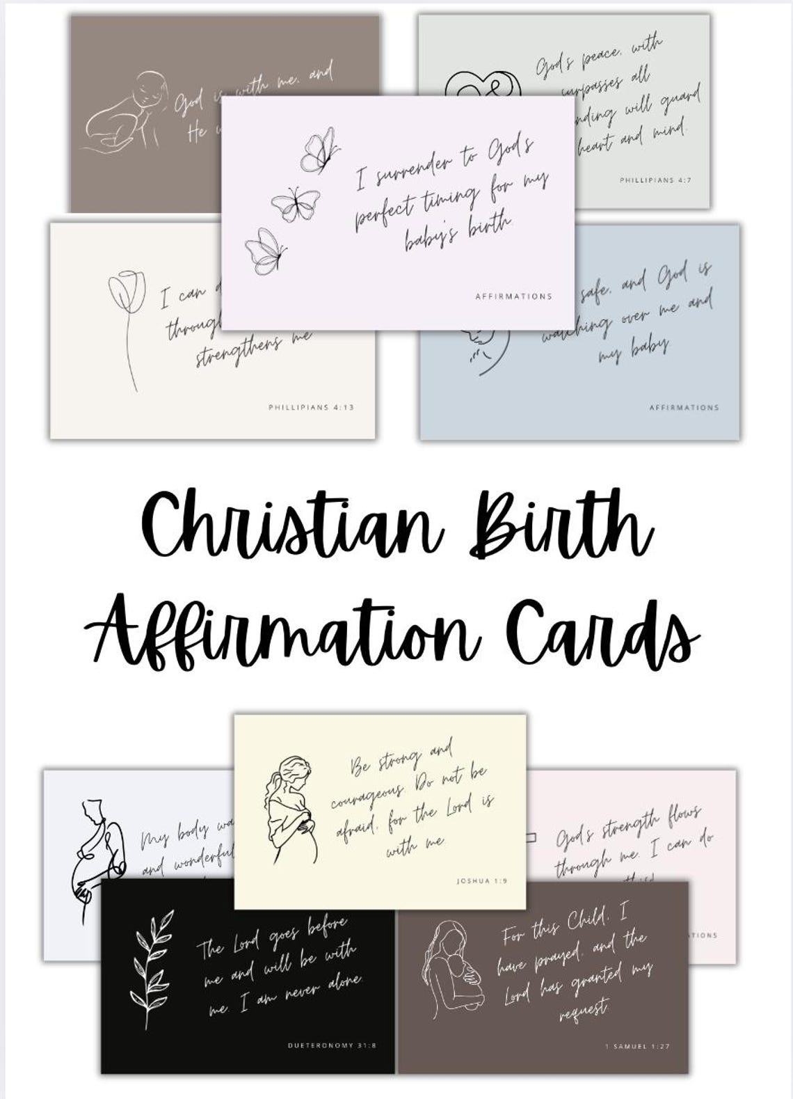 Christian Birth Affirmation Cards - Digital Download - Scripture and ...