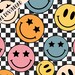 Smiley Face Checkered PNG, Retro Happy Face Seamless File - Etsy
