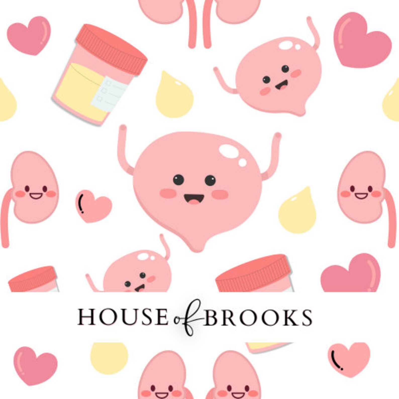 Urology Seamless Pattern, Happy Bladder PNG, Healthcare Digital ...