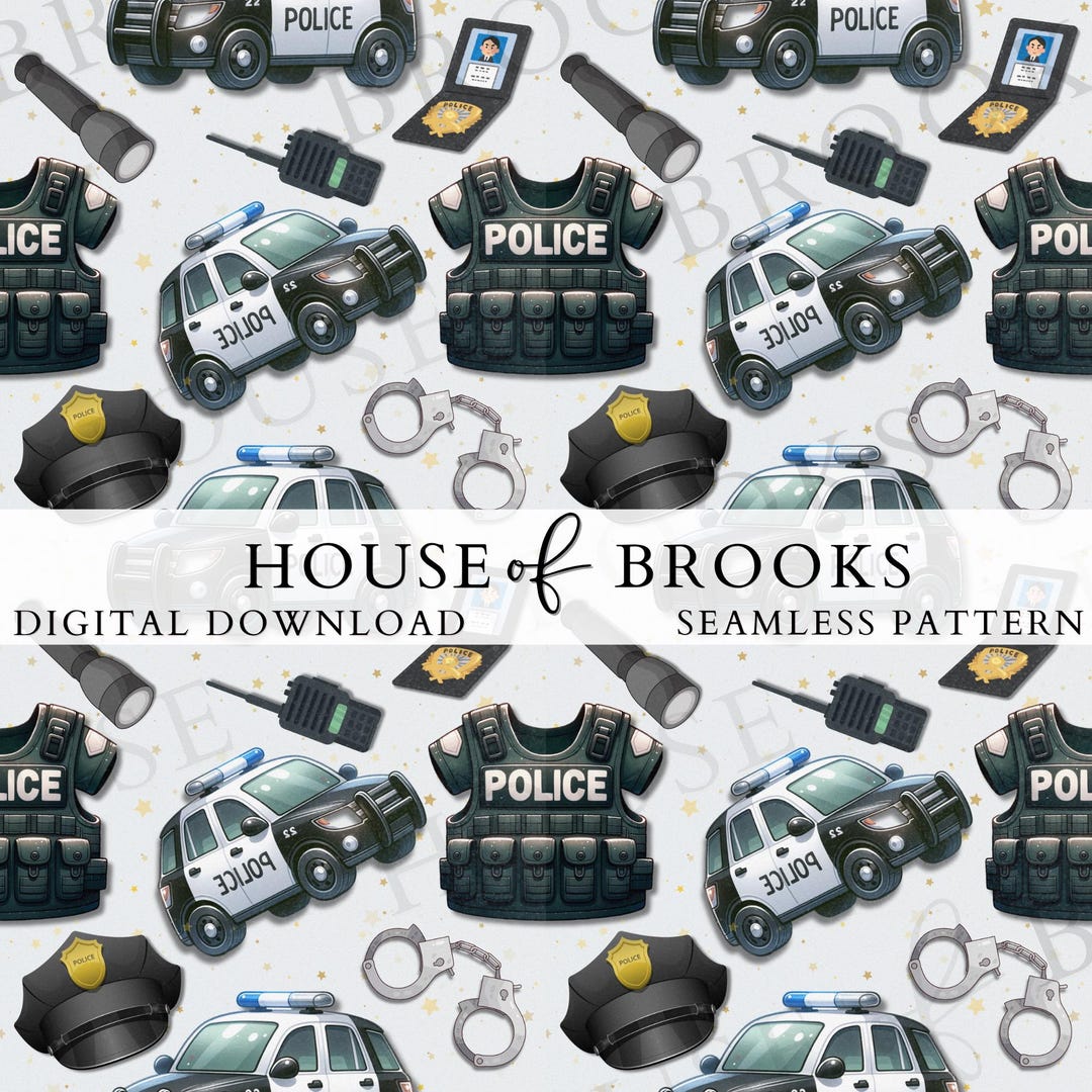 Police Seamless Pattern, Boy Seamless Pattern, Cop First Responder PNG ...