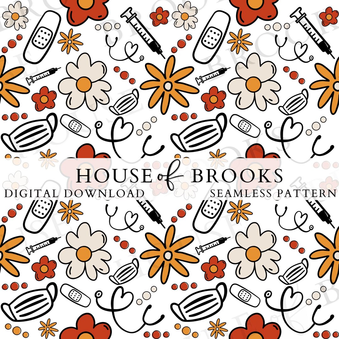 Nurse Fabric Design, Nursing PNG File, Medical Seamless Pattern ...