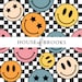 Smiley Face Checkered PNG, Retro Happy Face Seamless File - Etsy